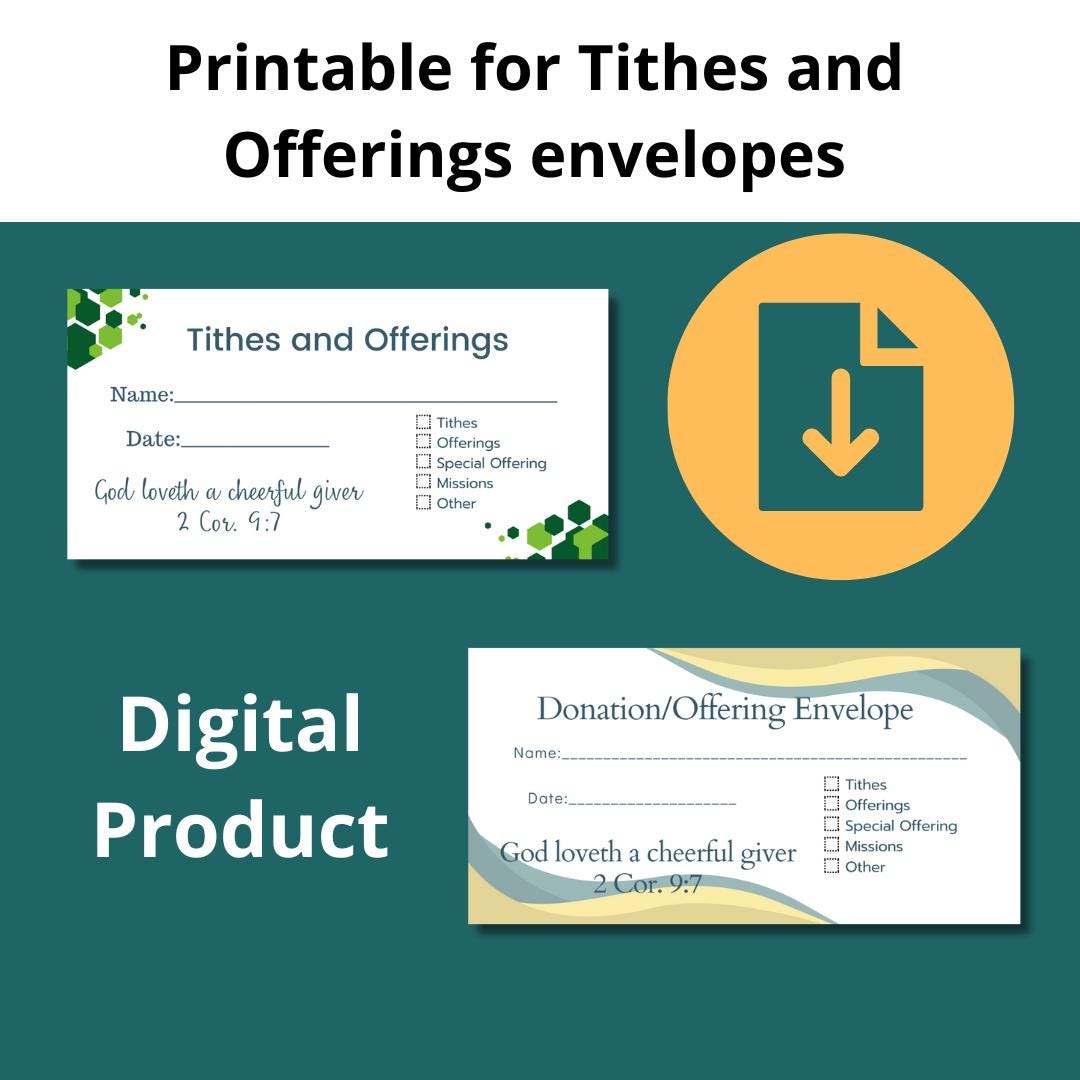Church Envelopes for Tithes & Offerings | Printable Templates | Digital ...