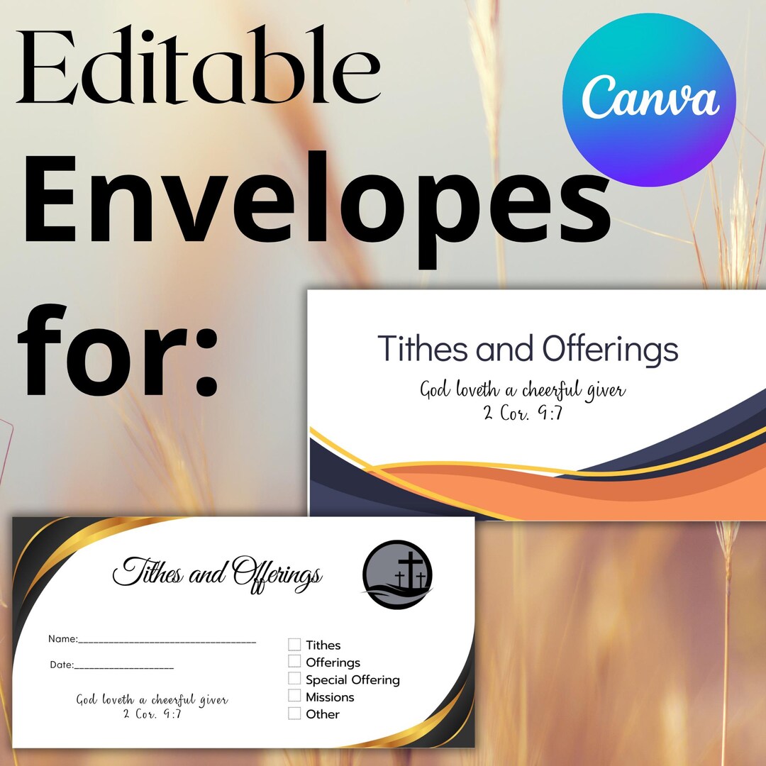 Editable in Canvas: Church Envelopes for Tithes and Offerings | Digital ...