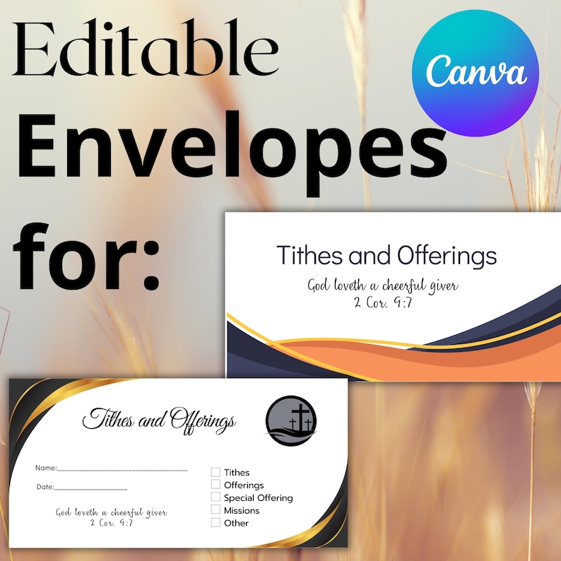 Editable in Canvas: Church Envelopes for Tithes and Offerings | Digital ...