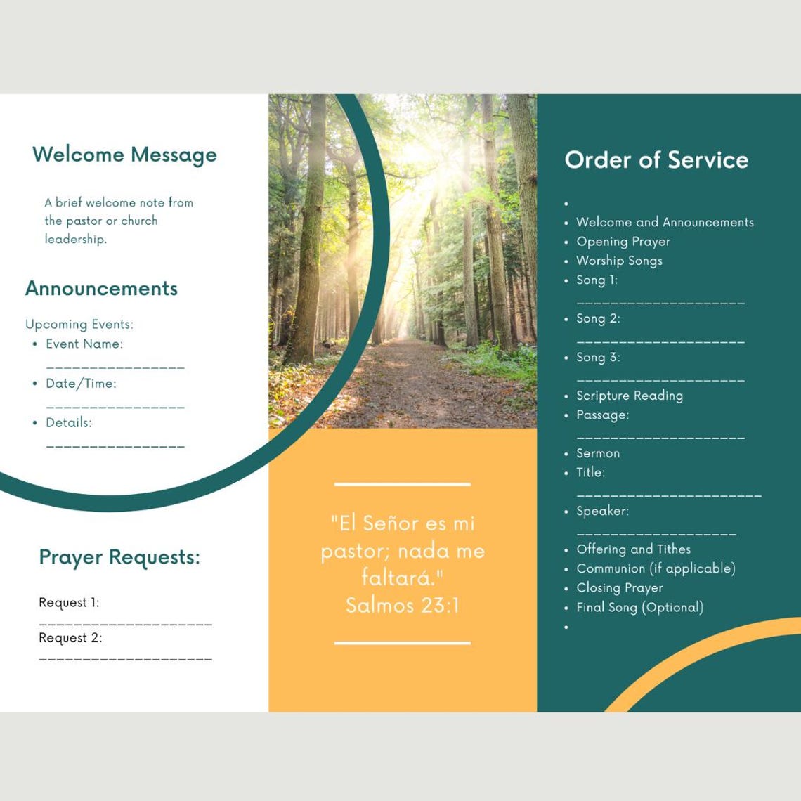 Editable Church Program Template | Canva Bulletin for Worship & Events ...