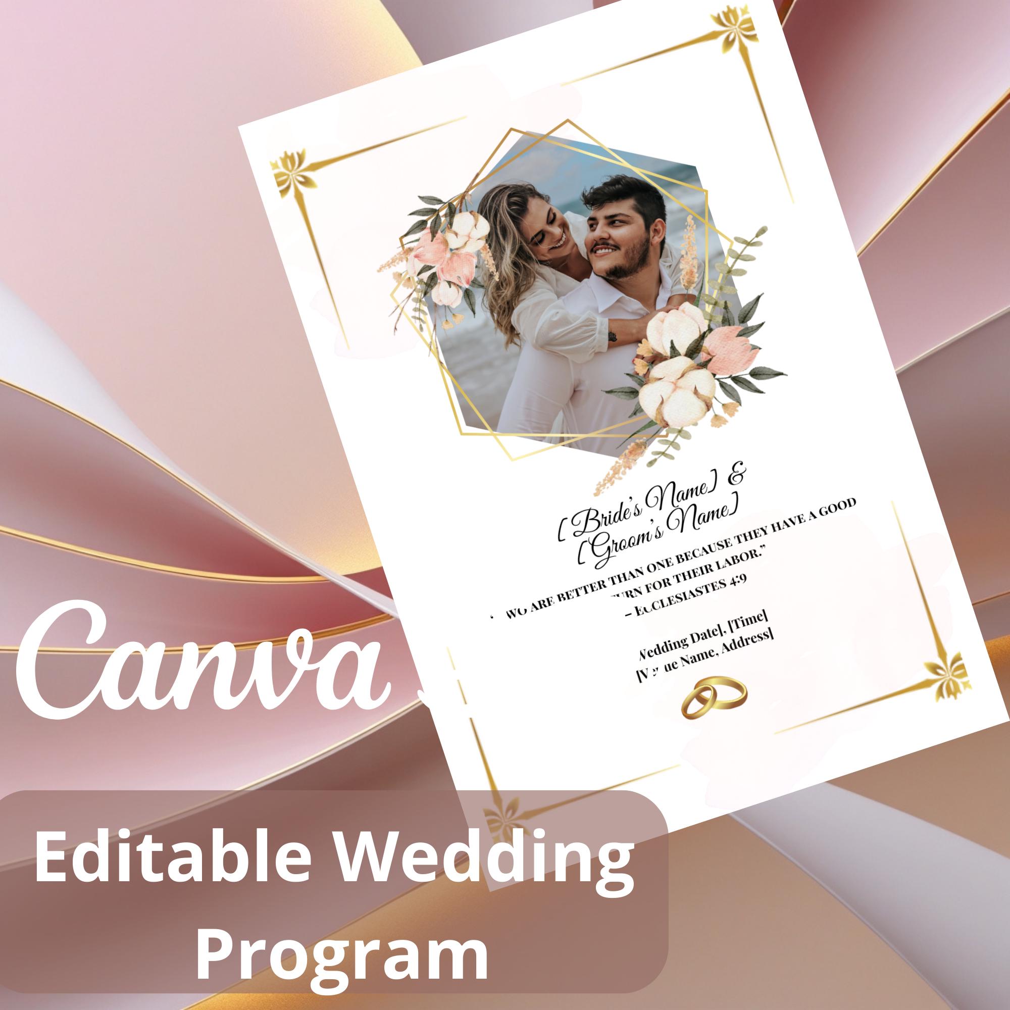 Christian Wedding Program Template -editable Ceremony Program Template ...