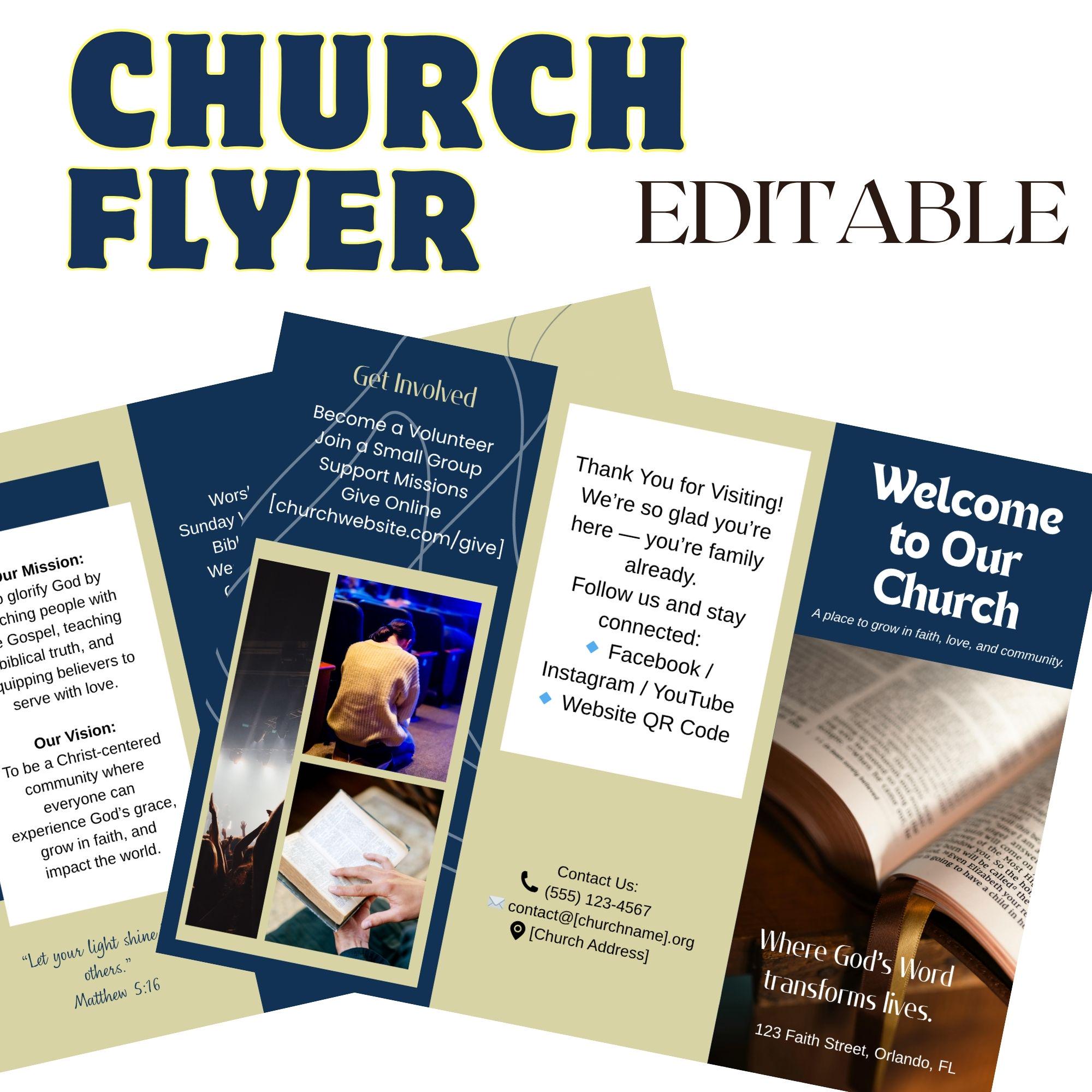 Church Trifold Brochure Template | Editable Canva Template | Ministry ...