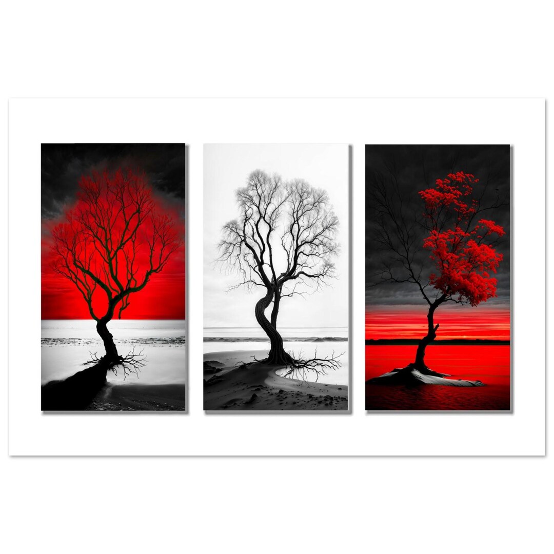 Cartaz tríptico Árvores na Costa-x3-23 – Silhuetas dramáticas de ...