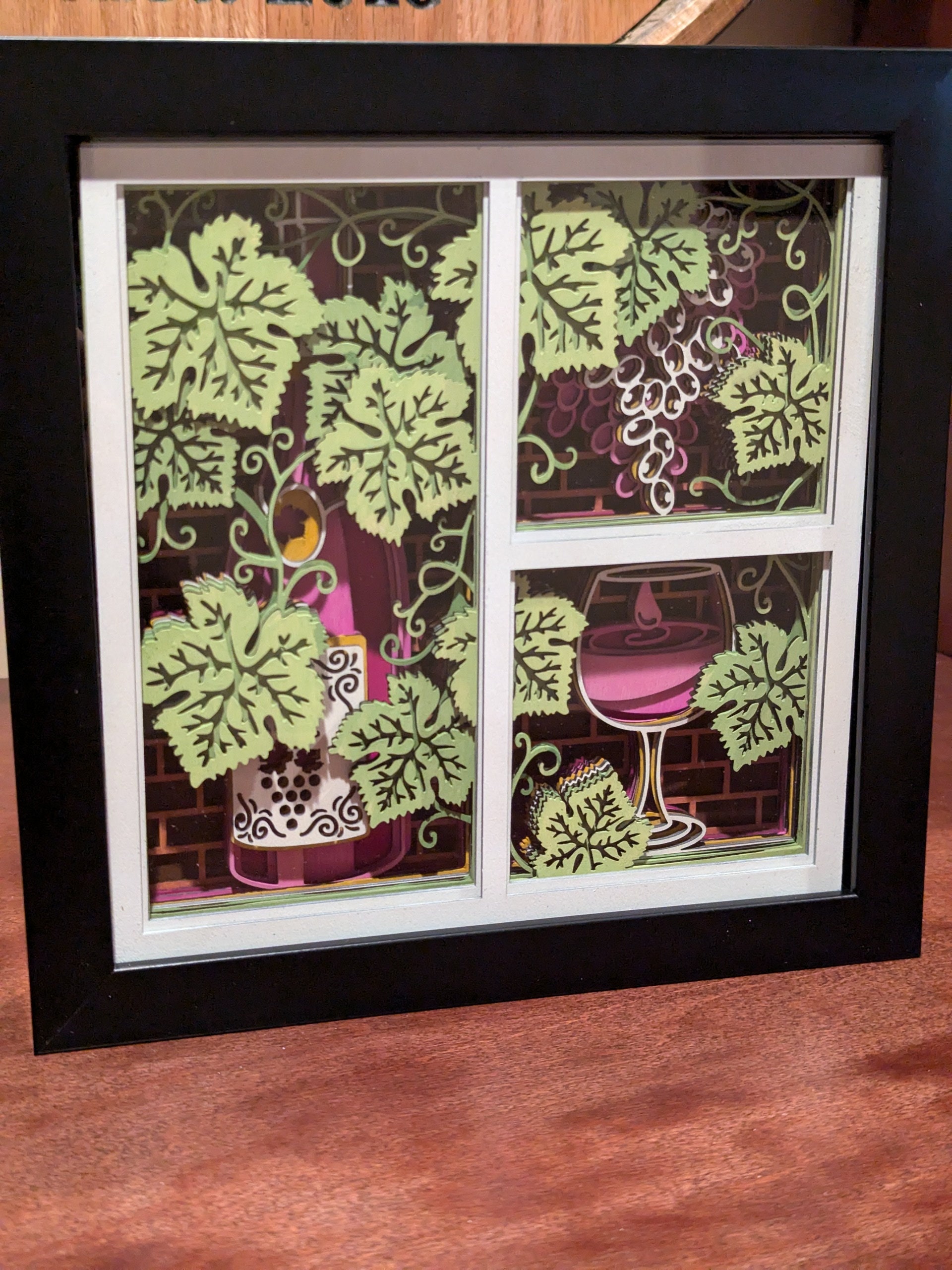 Winery Window 3D Shadow Box 8 X 8 Inches Handmade Wood Wine Lovers - Etsy