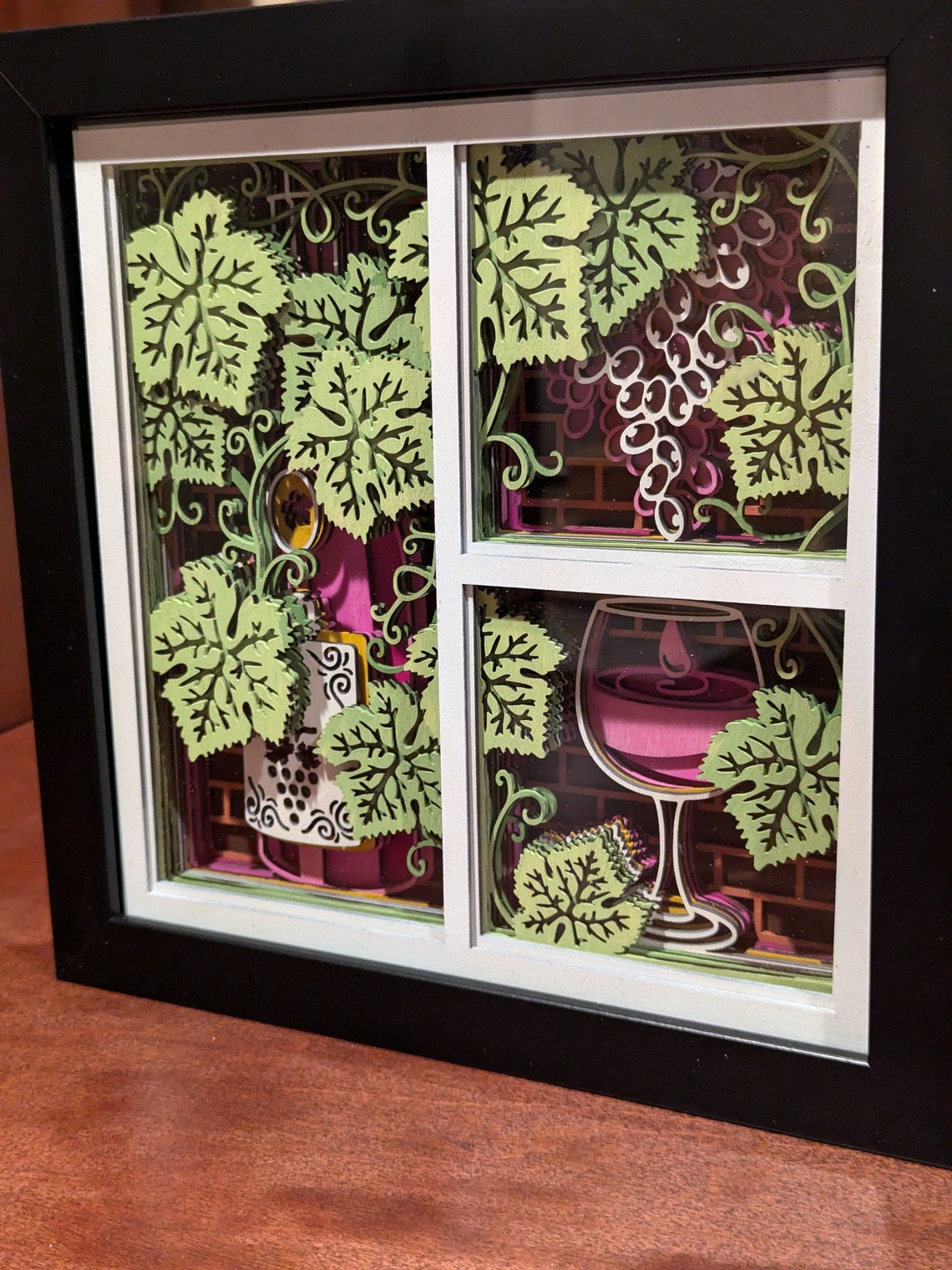 Winery Window 3D Shadow Box 8 X 8 Inches Handmade Wood Wine Lovers - Etsy