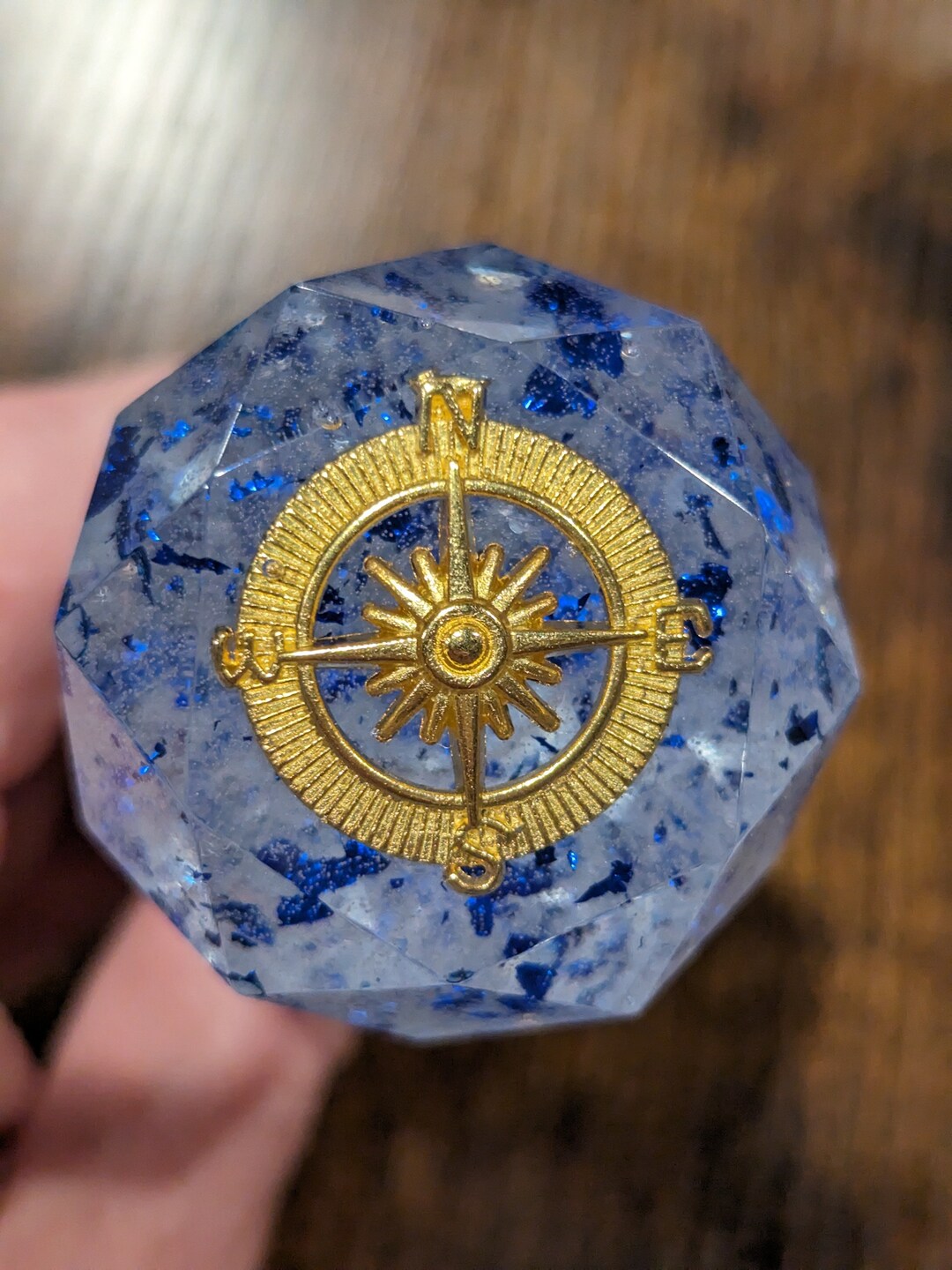 Elegant Nautical Compass Rose Wine Bottle Stopper - Blue Glitter Design ...