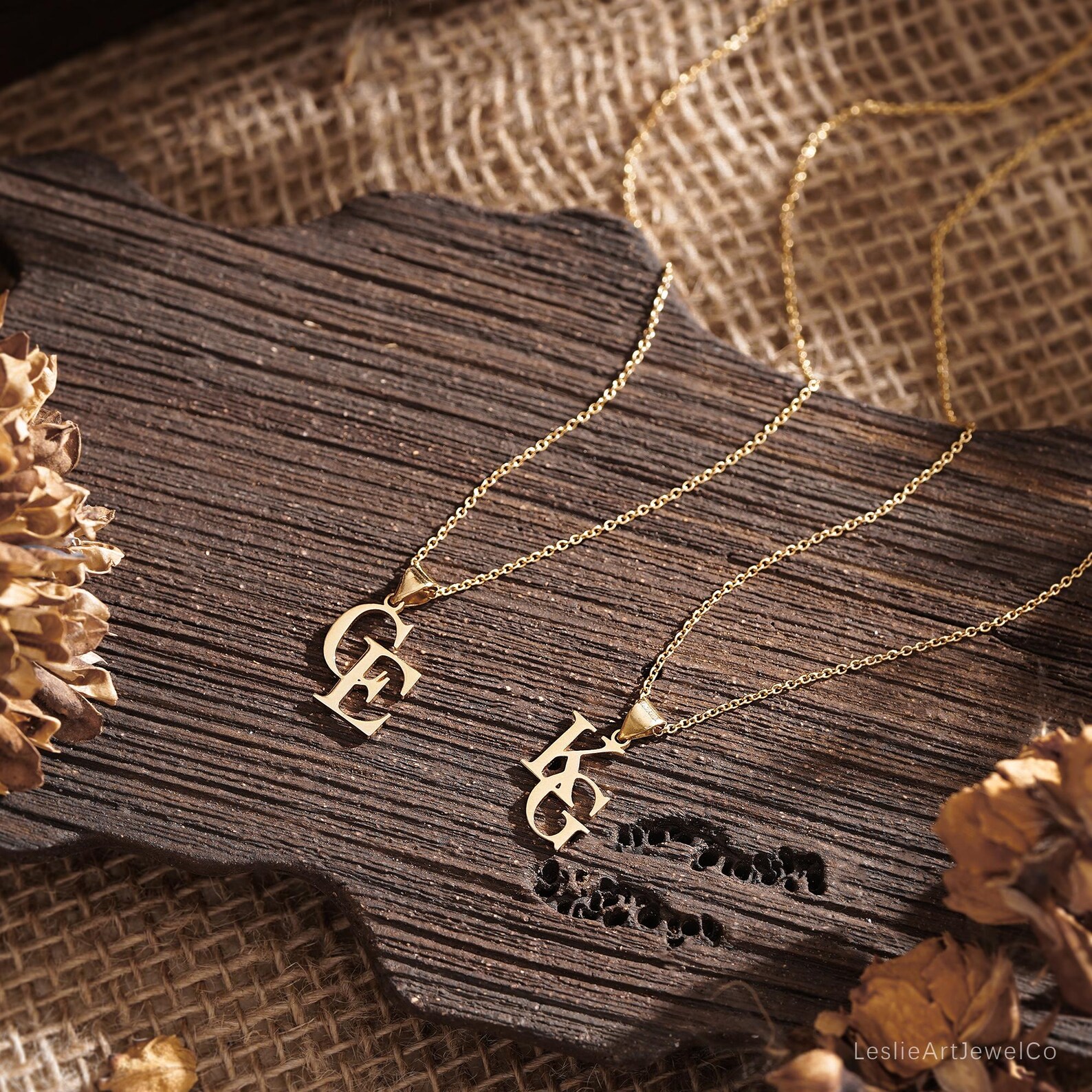 Two Initial Necklace, Personalised Double Letter Necklace, Couple ...
