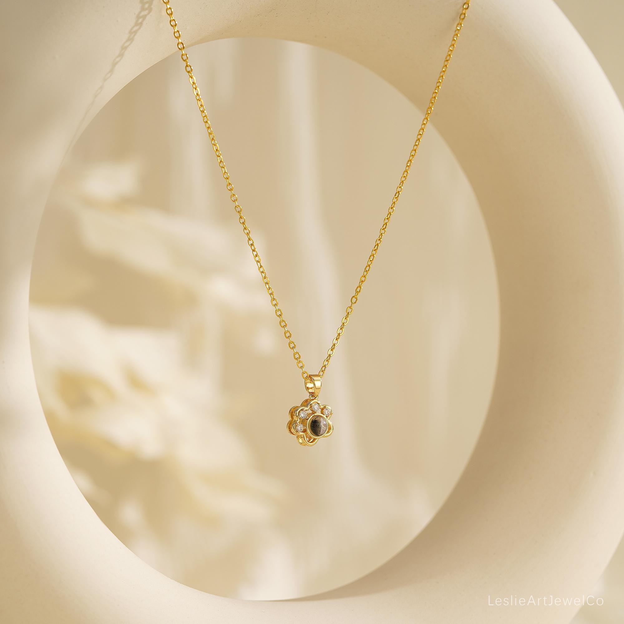 Personalized Paw Projection Necklace, Custom Picture Inside Jewelry ...