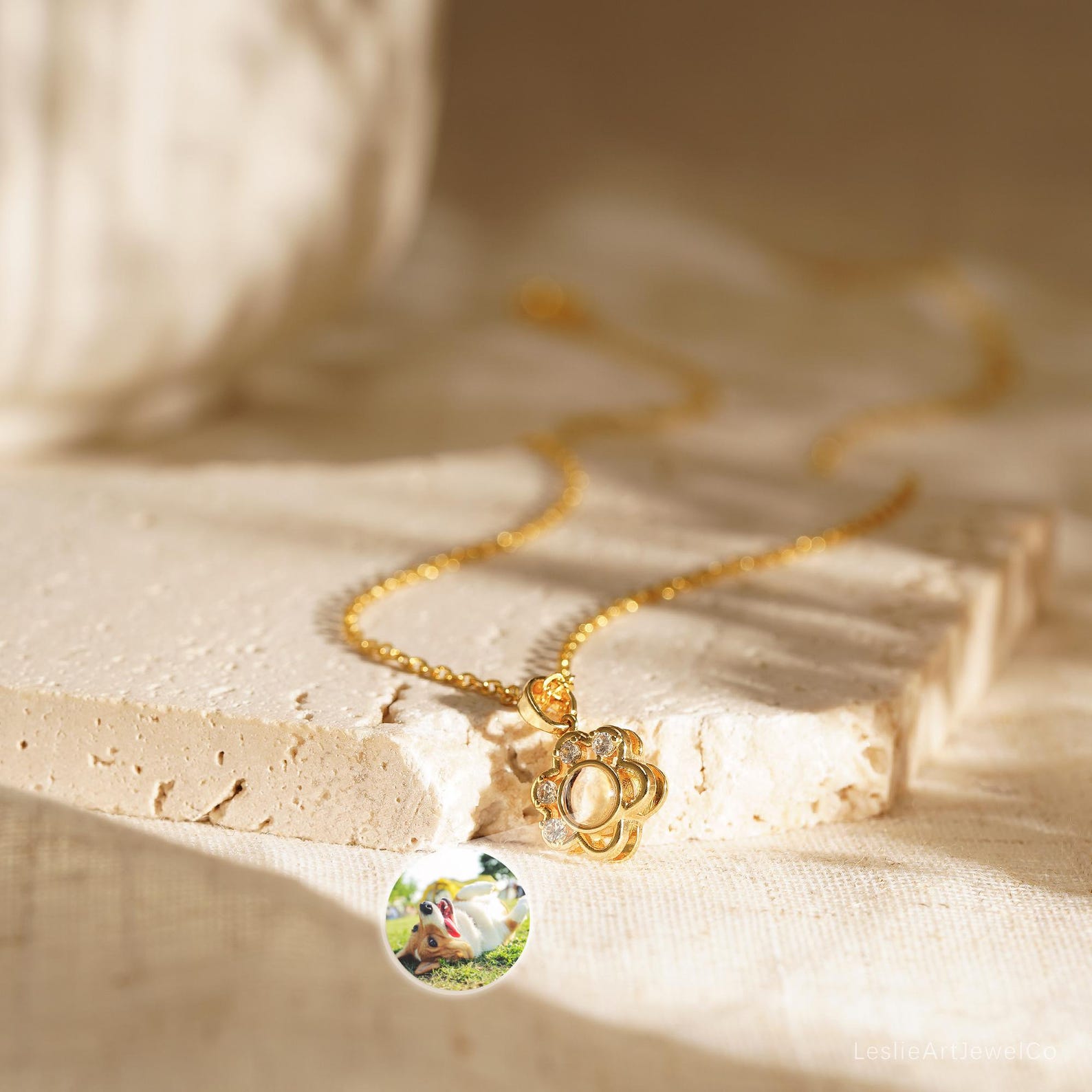Personalized Paw Projection Necklace, Custom Picture Inside Jewelry ...
