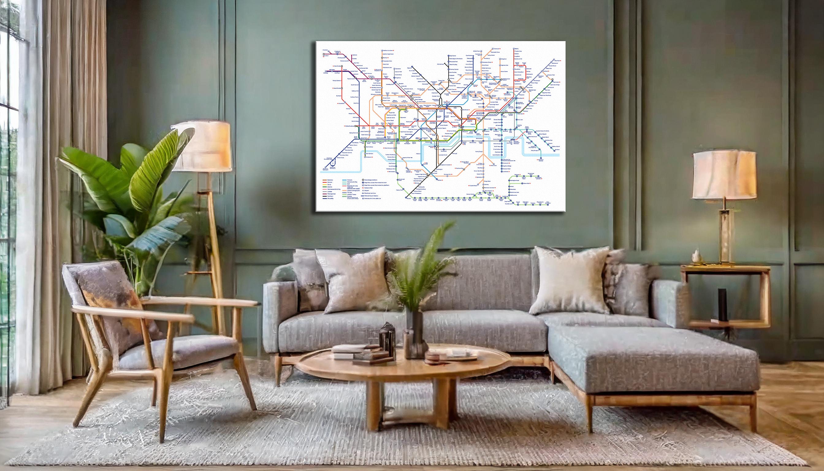London Underground Tube Map Wall Art Print on Canvas Picture for Home ...