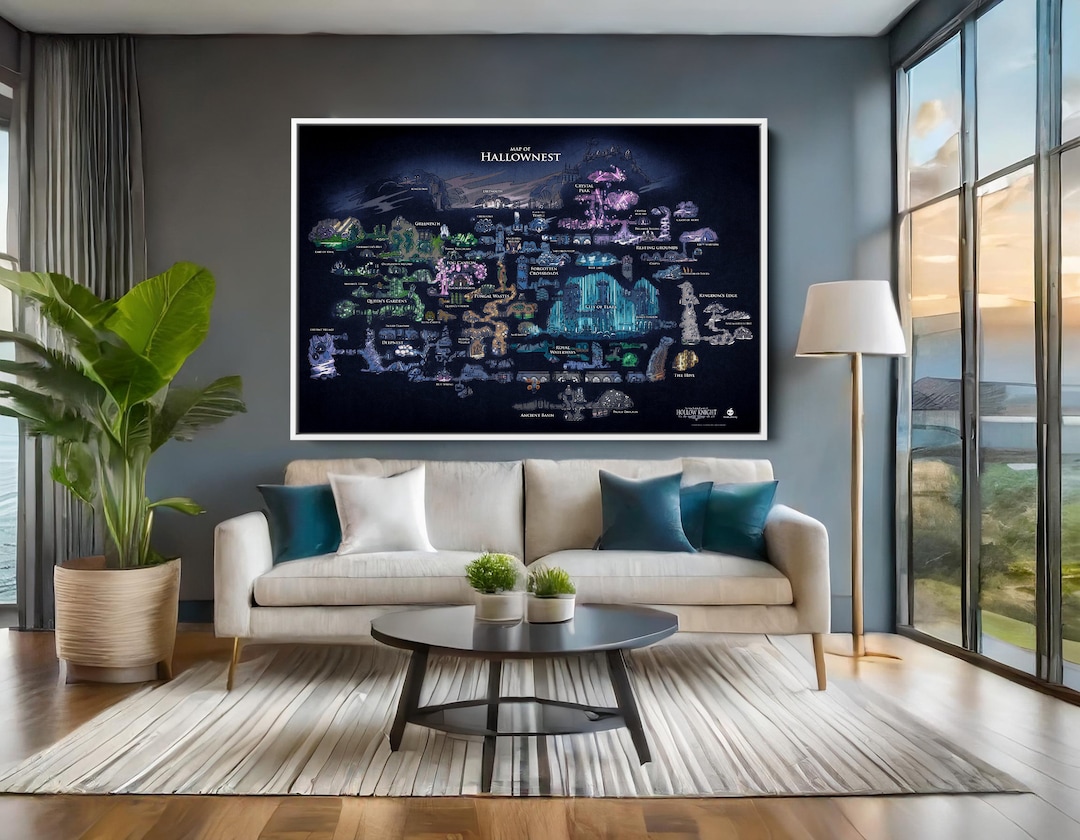 Hollow Knight Map Canvas, Hallownest Wall Art Poster, Rolled Canvas ...