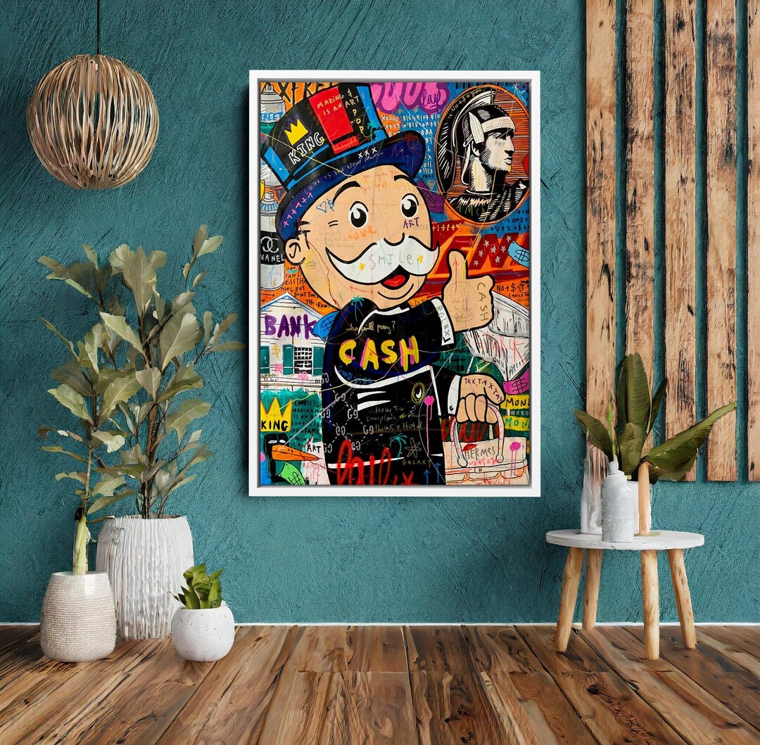 Banksy Graffiti Monopoly Man Pop Art Canvas Wall Art, Banksy Style Pop ...