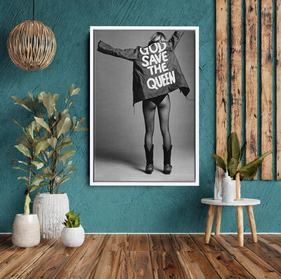 Kate Moss God Save the Queen Black & White Vintage Retro Canvas ...
