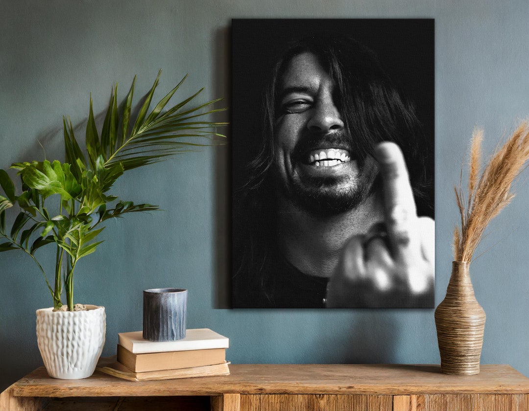 Dave Grohl Middle Finger Canvas Art, Music Poster Nirvana Print Retro ...