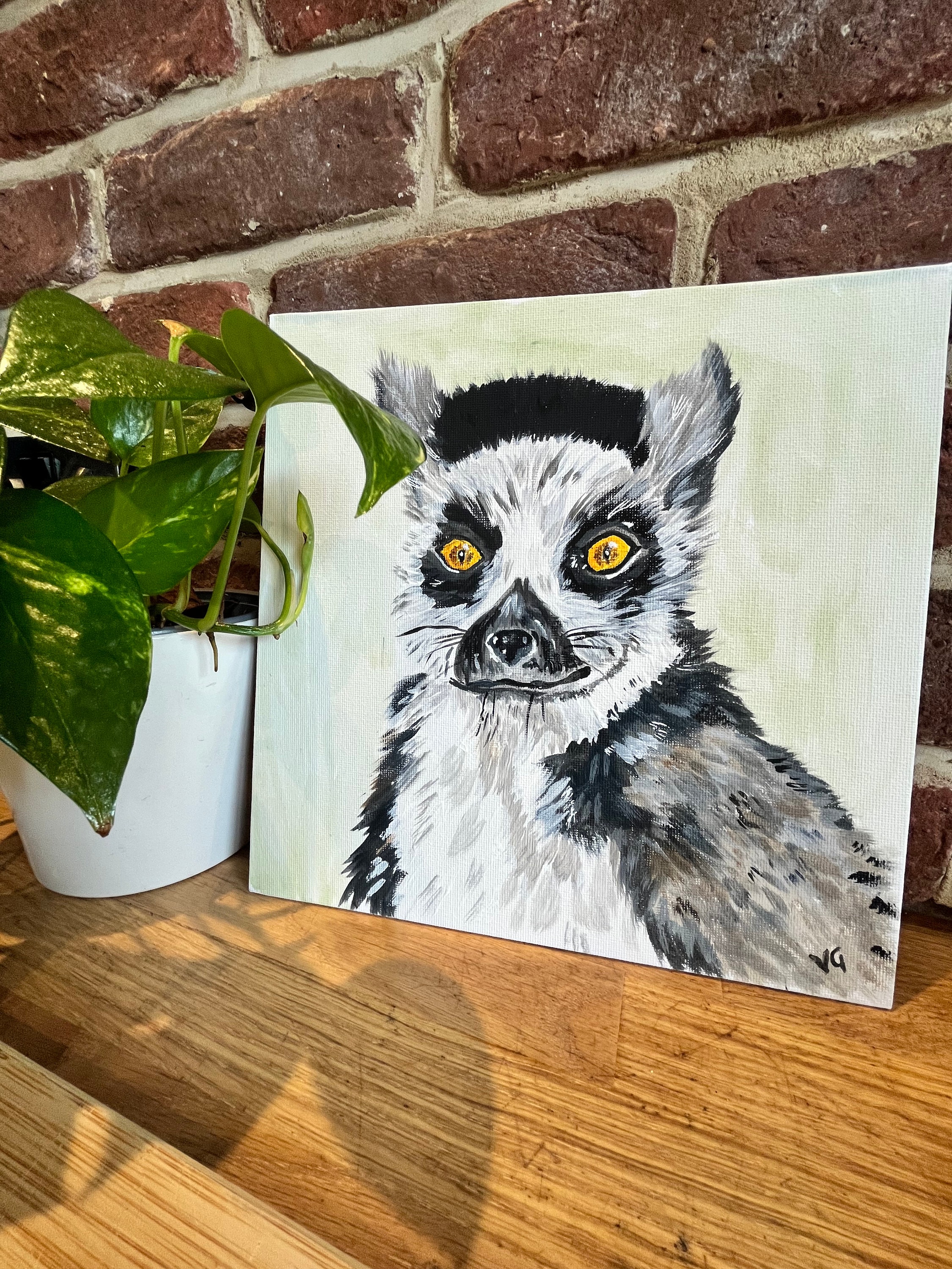 Lemur Painting Lemur Canvas Lemur Art Lemur Gift Wildlife Animal Art Madagascar Lemur Wildlife ...