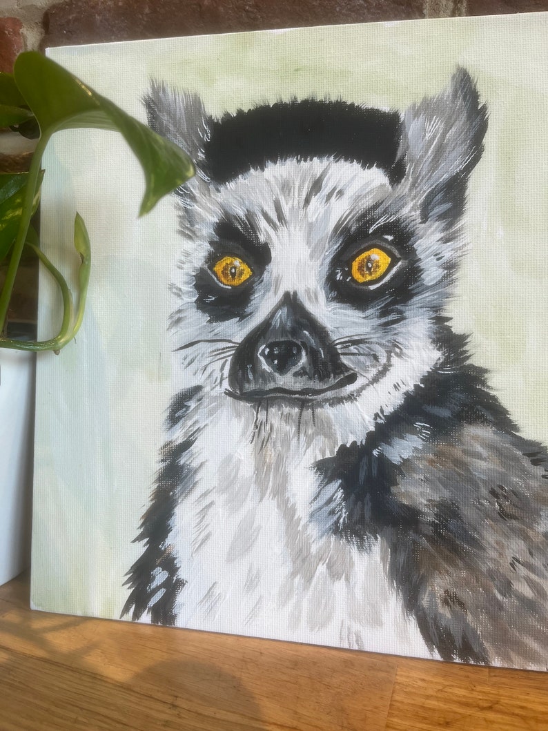 Lemur Painting Lemur Canvas Lemur Art Lemur Gift Wildlife Animal Art Madagascar Lemur Wildlife ...