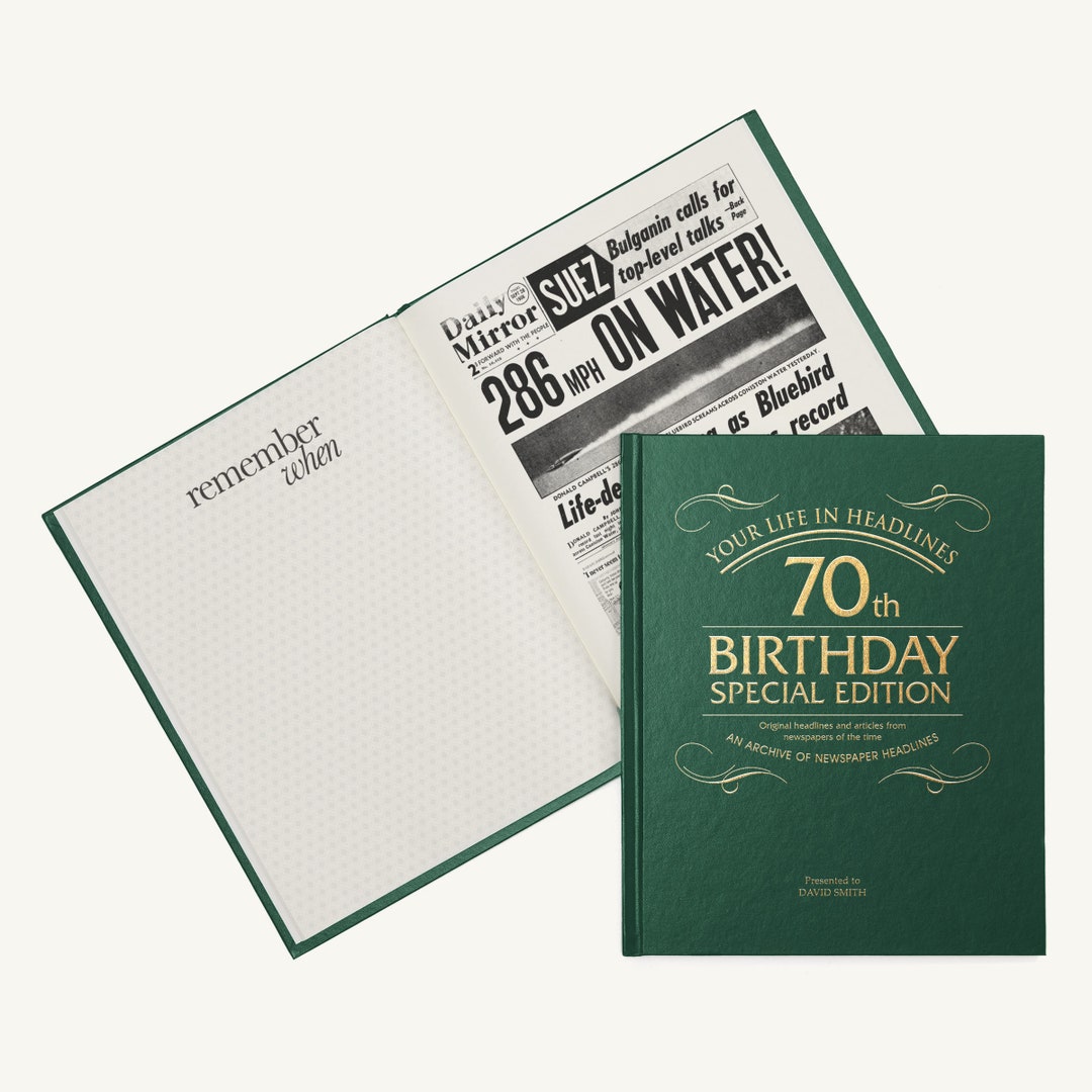 Personalised 70th Birthday Milestone Newspaper Book Gift | UK/US ...