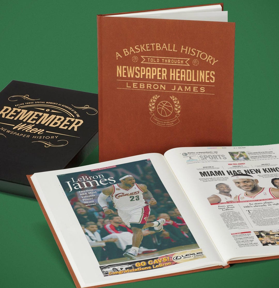 Lebron James Gift Pro Basketball History in Newspaper Headlines Book ...