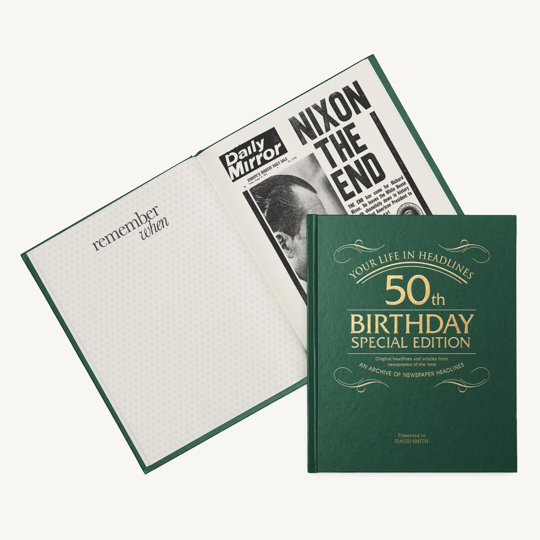 Personalised 50th Birthday Milestone Newspaper Book Gift | UK/US ...