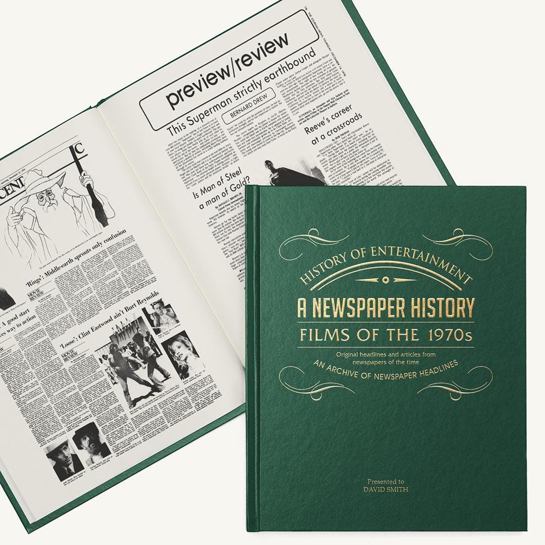 1970's | Personalised Movie History Book | Film Fan Gift | News ...