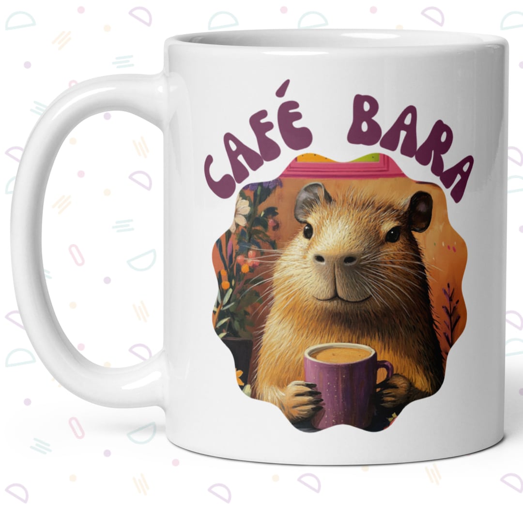 Capybara 'cafe Bara' Coffee Mug, Cute Capybara Pun Tea Cup, Gift for ...