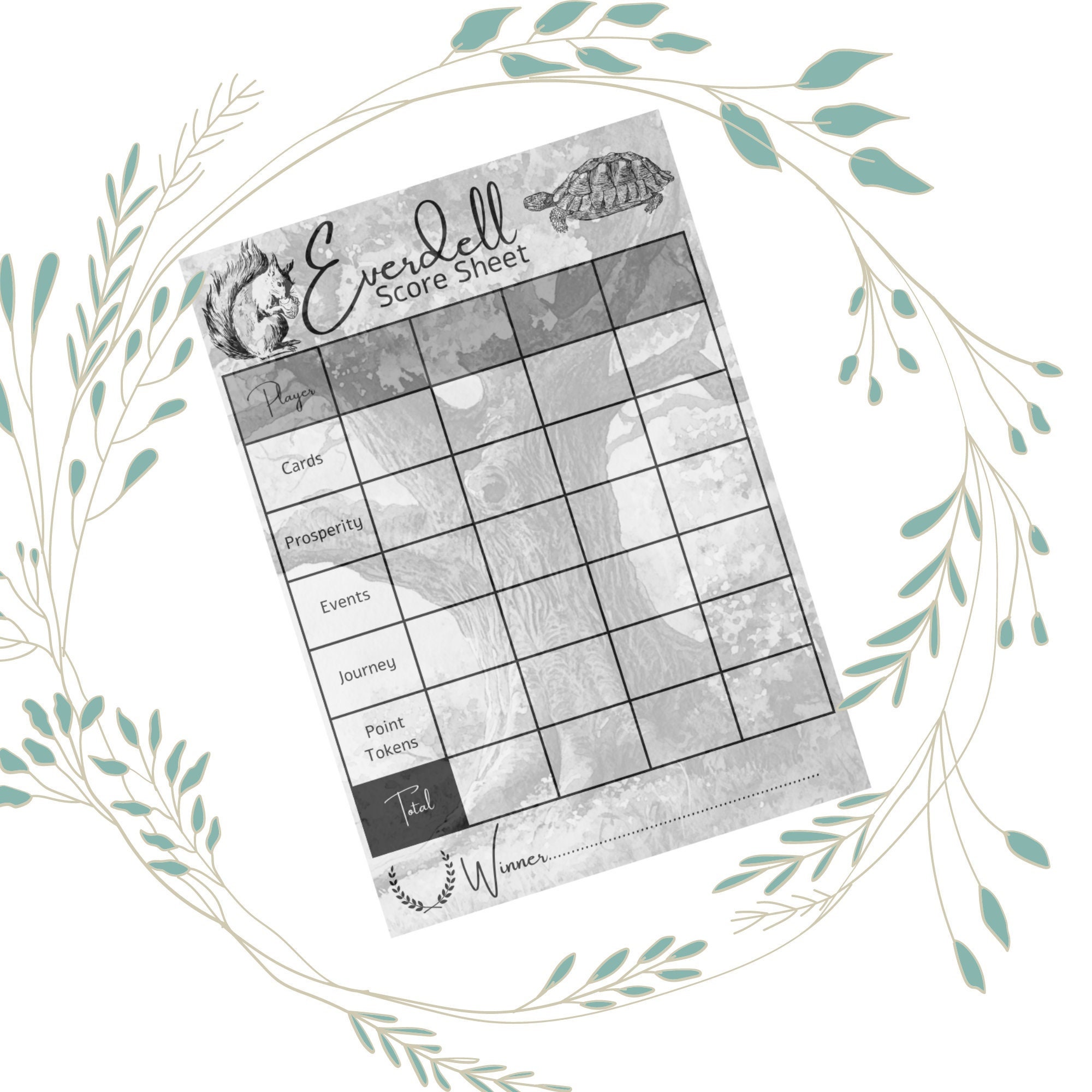 Printable Everdell Score Sheet, Digital PDF Scorepad for Everdell Board ...