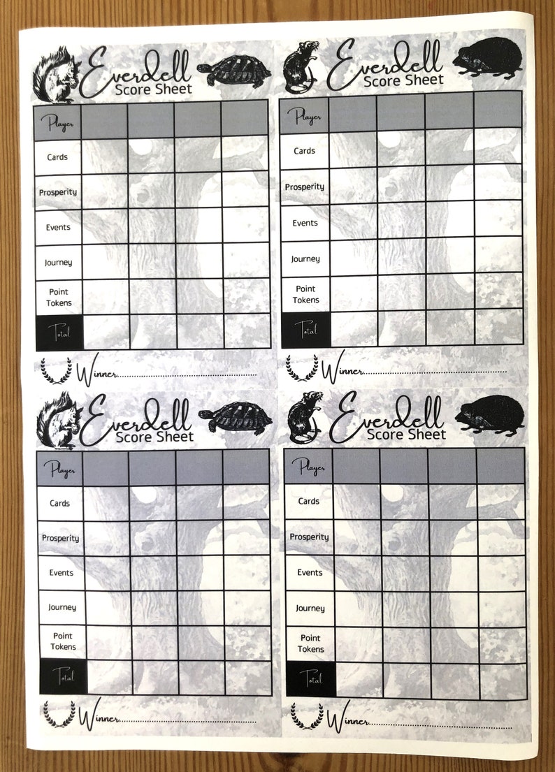 Printable Everdell Score Sheet, Digital PDF Scorepad for Everdell Board ...