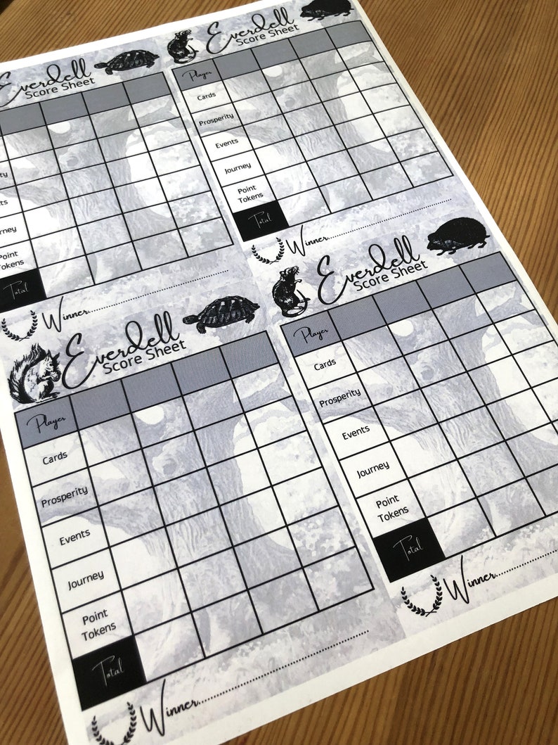 Printable Everdell Score Sheet, Digital PDF Scorepad for Everdell Board ...