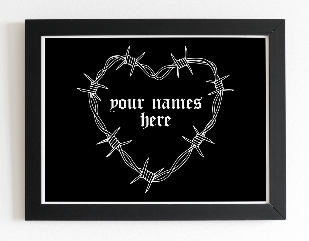 Barbed Wire Custom Names Print Personalised, Barbed Wire, Horror ...