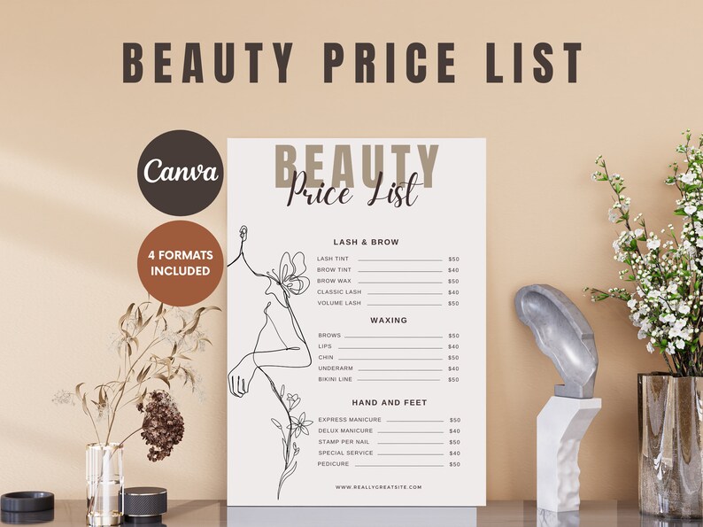Price List Template, Small Business Price List, Editable Price Sheet, Pricing List, Salon Price ...