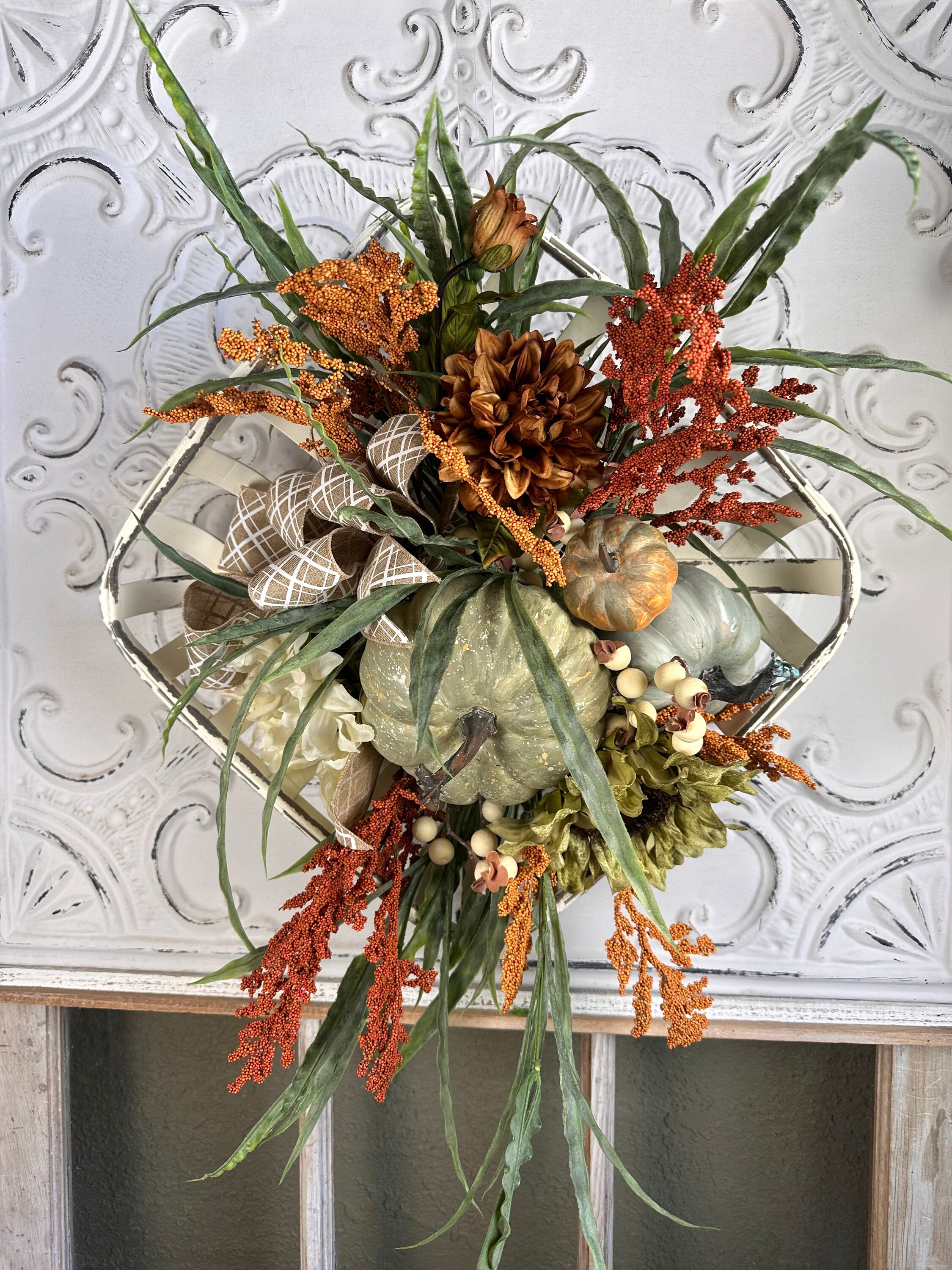 Handmade Fall Wreath Elegant Autumn Door Decor With Pumpkins and Faux ...