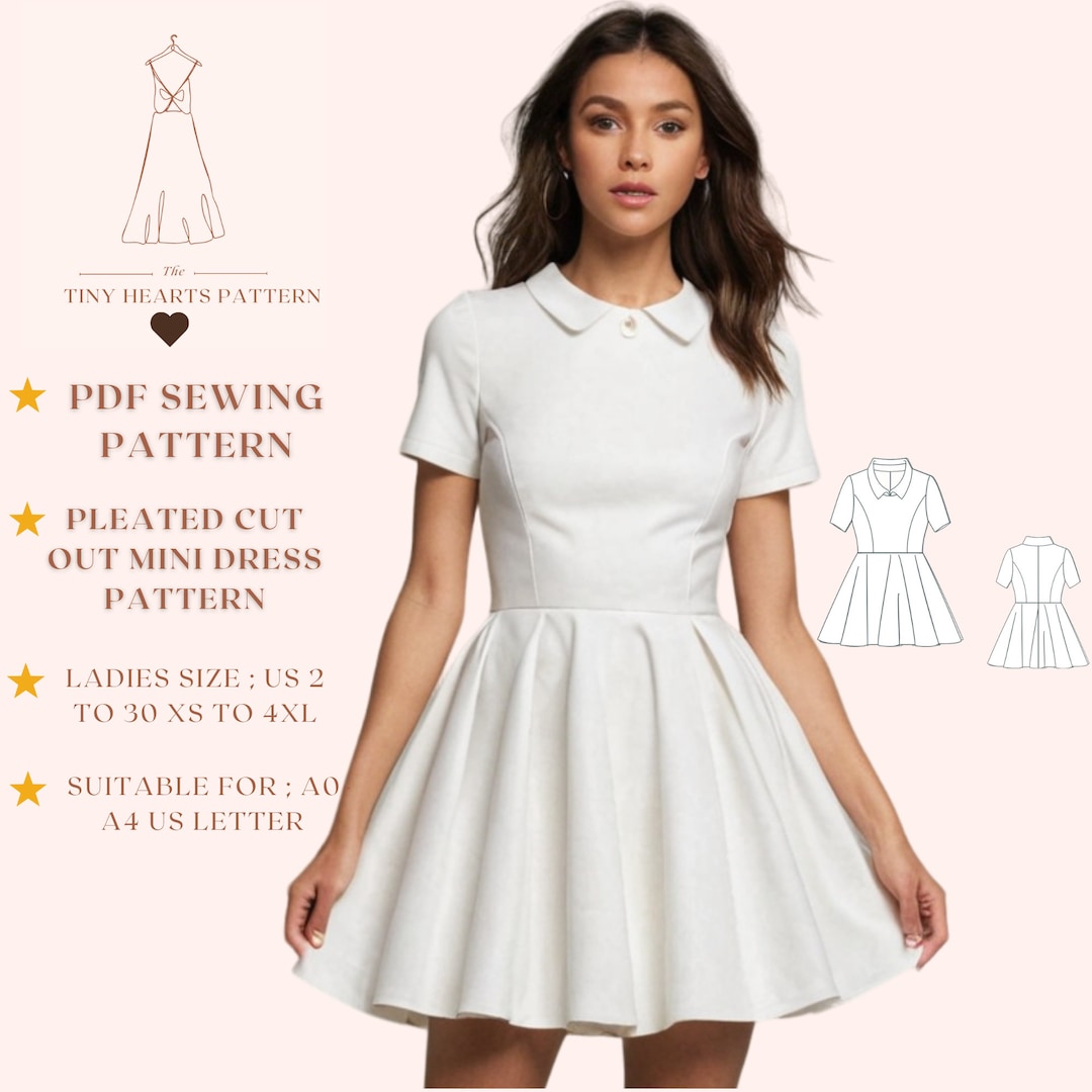 Pleated Cut Out Mini Dress Pattern,sewing Patterns for Women,prom Dress ...