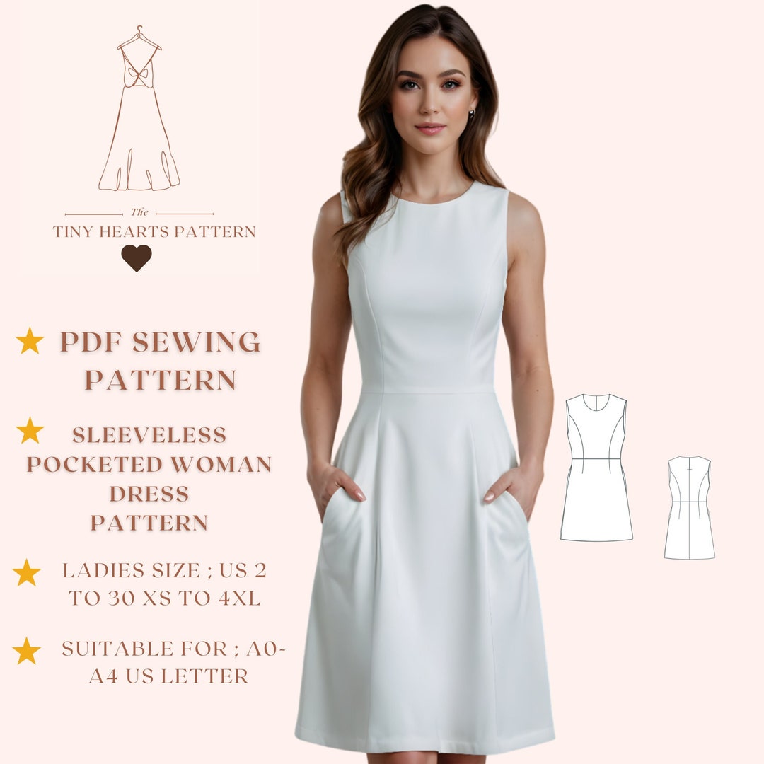 Sleeveless Pocketed Woman Dress Pattern,sundress,casual Dress,summer ...