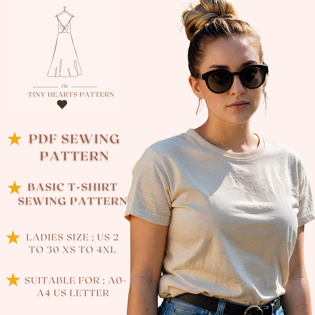 Basic T-shirt Sewing Pattern | Women Sewing Pattern | Blouse Pattern ...
