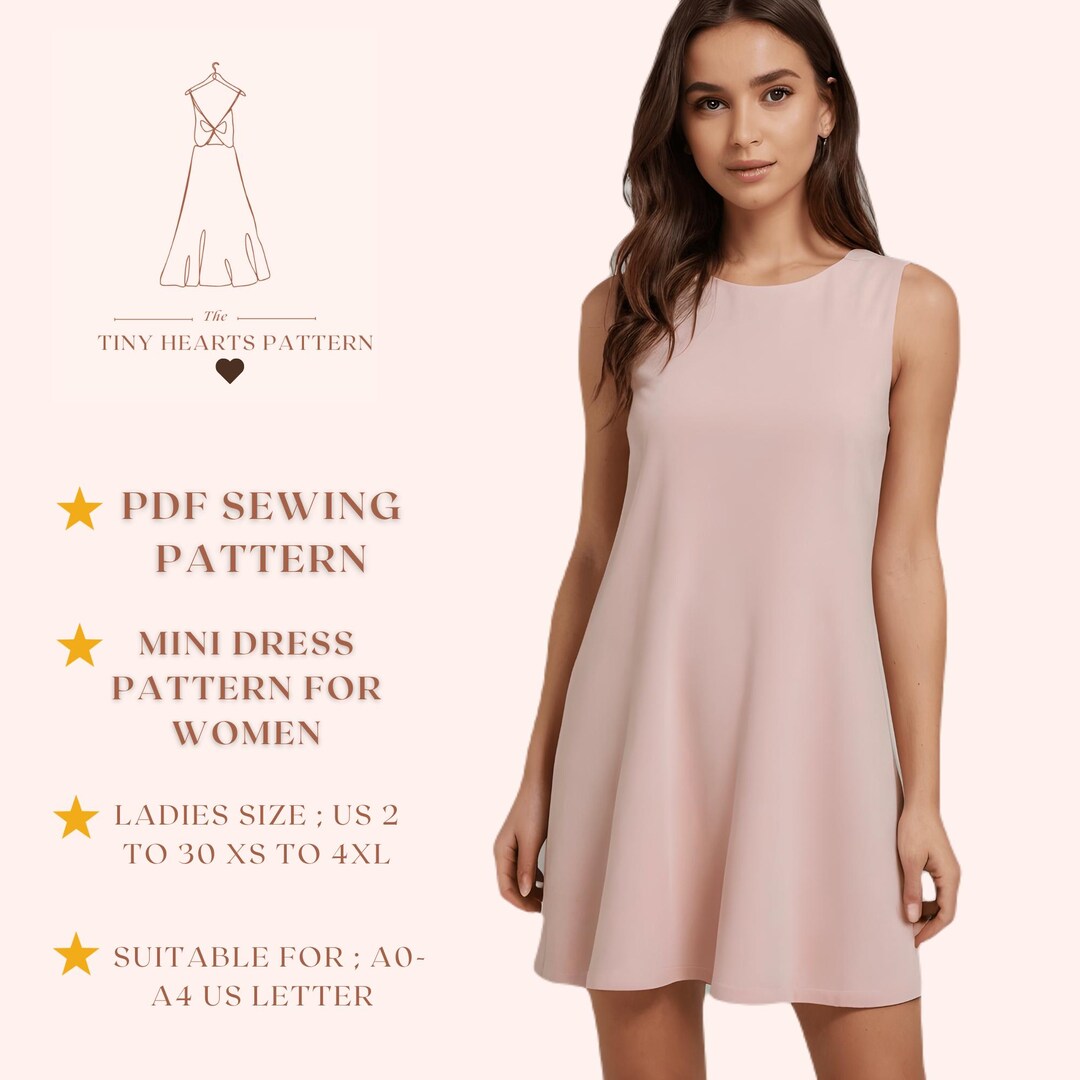 Mini Dress Pattern for Women,pdf Sewing Pattern,prom Dress Sewing ...