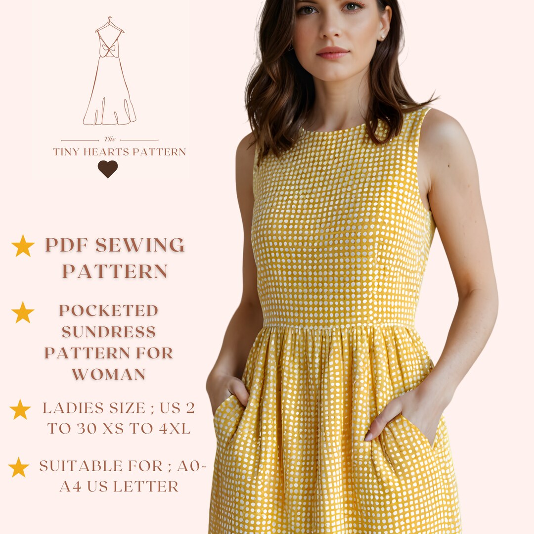 Pocketed Sundress Pattern for Woman,midi Dress Pattern,summer Dress ...