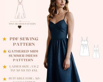 Circular Skirt Midi Dress Pattern,sundress Pattern,summer Dress,holiday ...