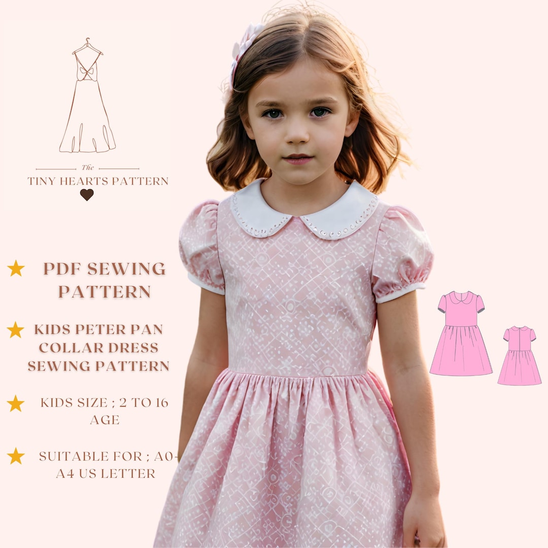 Kids Peter Pan Collar Dress Sewing Pattern,pdf Kids Summer Sewing Dress ...