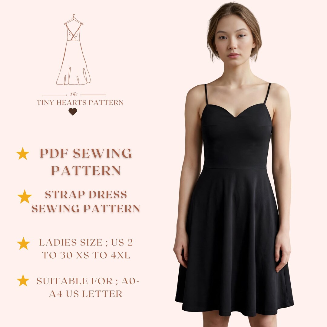 Strap Dress Sewing Pattern, Women Sewing Patterns, Girls Slip Dresses ...