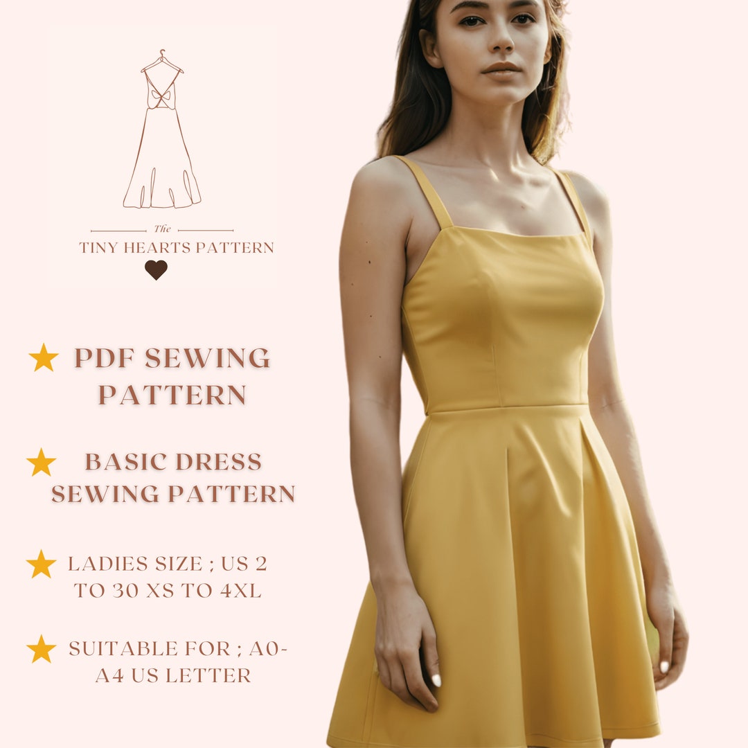 Basic Dress Sewing Pattern : Strapless, Mini, Size US2-30 (PDF Pattern ...