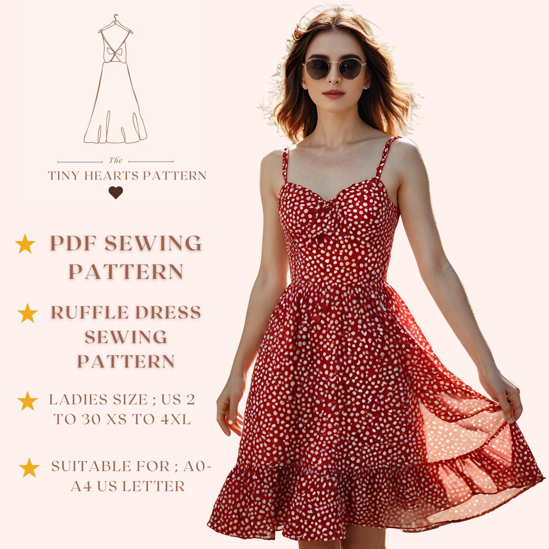 Ruffle Dress Sewing Pattern | Women Dress Sewing Pattern | Fall Dress ...