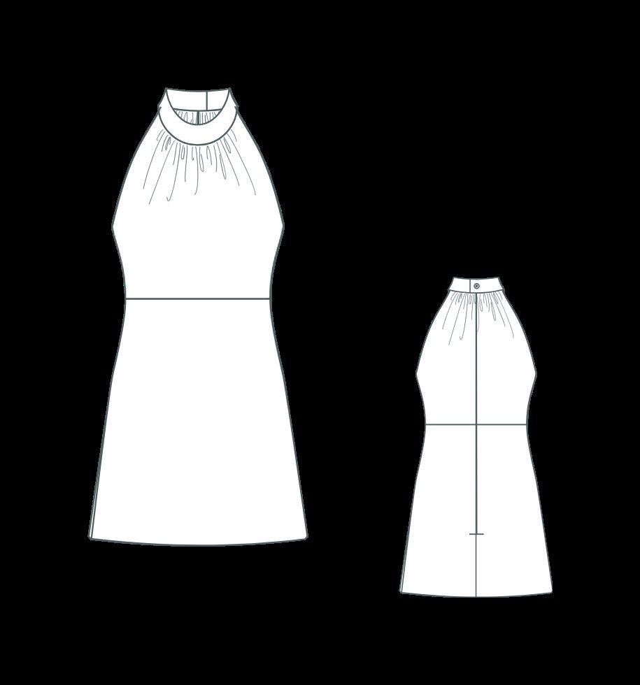 Halter Neck Woman Dress Pattern,above Knee Dress Pattern,ball Gown ...
