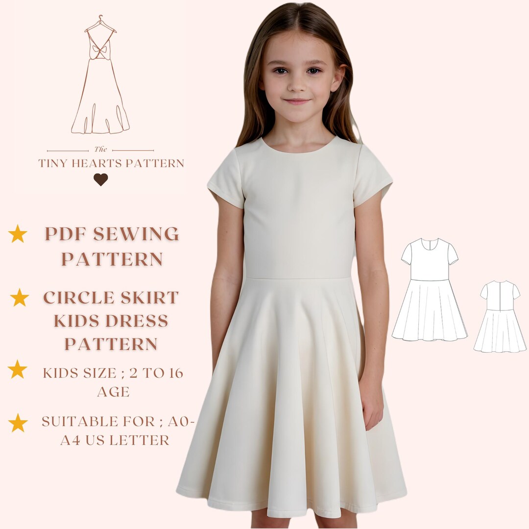 Circle Skirt Kids Dress Pattern,pdf Kids Dress Sewing Pattern,children ...