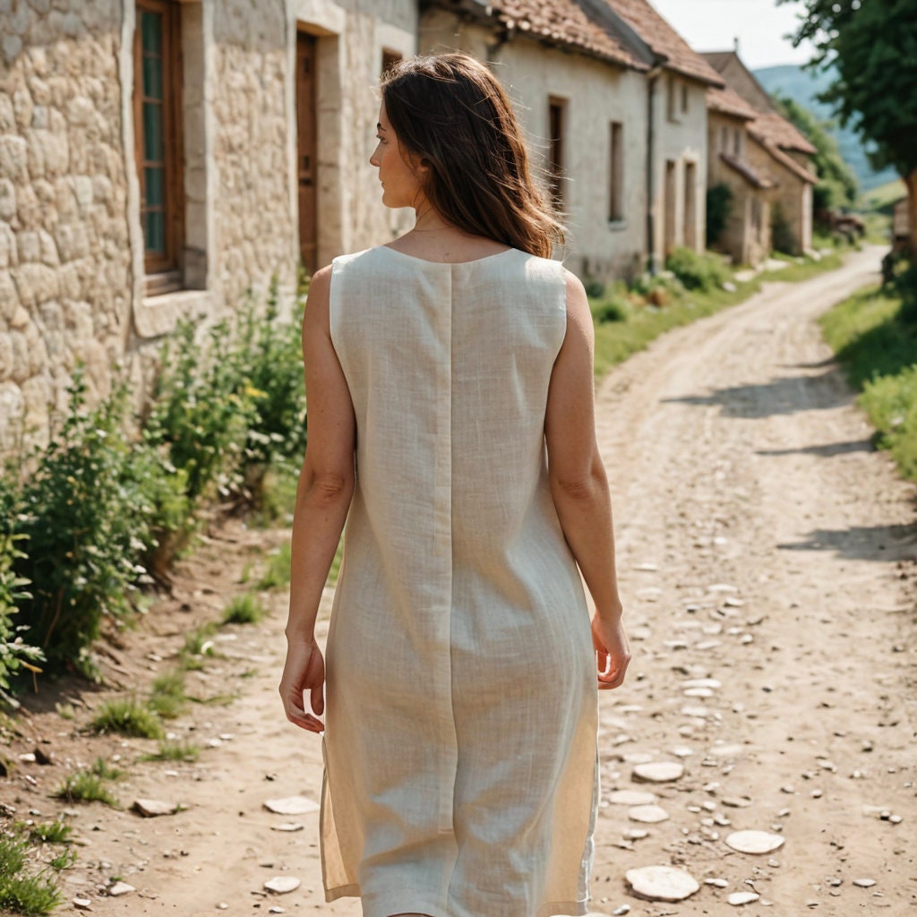 Pocketed Linen Midi Dress Pattern,summer Dress Sewing Pattern,casual ...