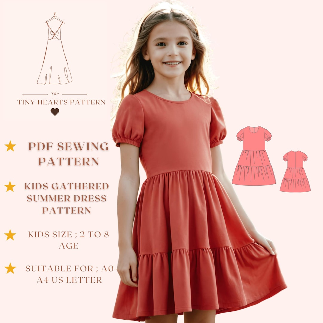 Kids Gathered Summer Dress Pattern,pdf Kids Dress Sewing Pattern,baby ...
