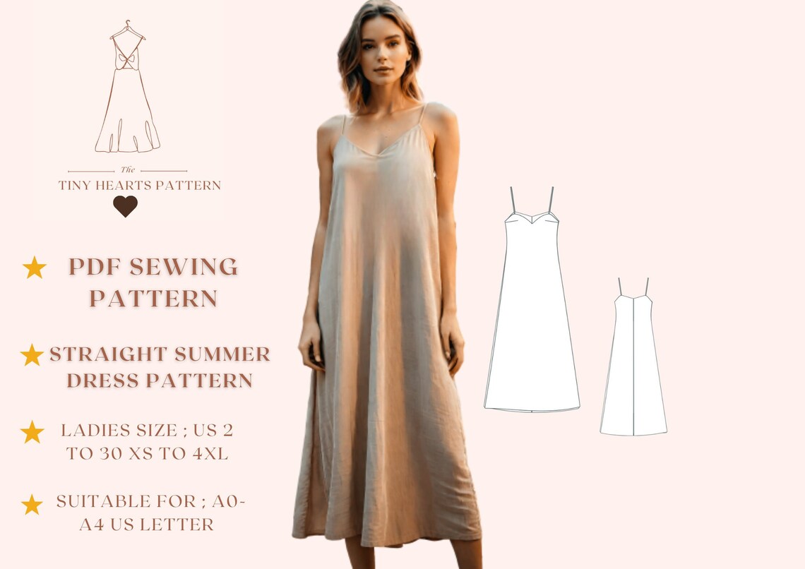 Straight Summer Dress Pattern,ankle Length Dress,midi Dress Sewing ...