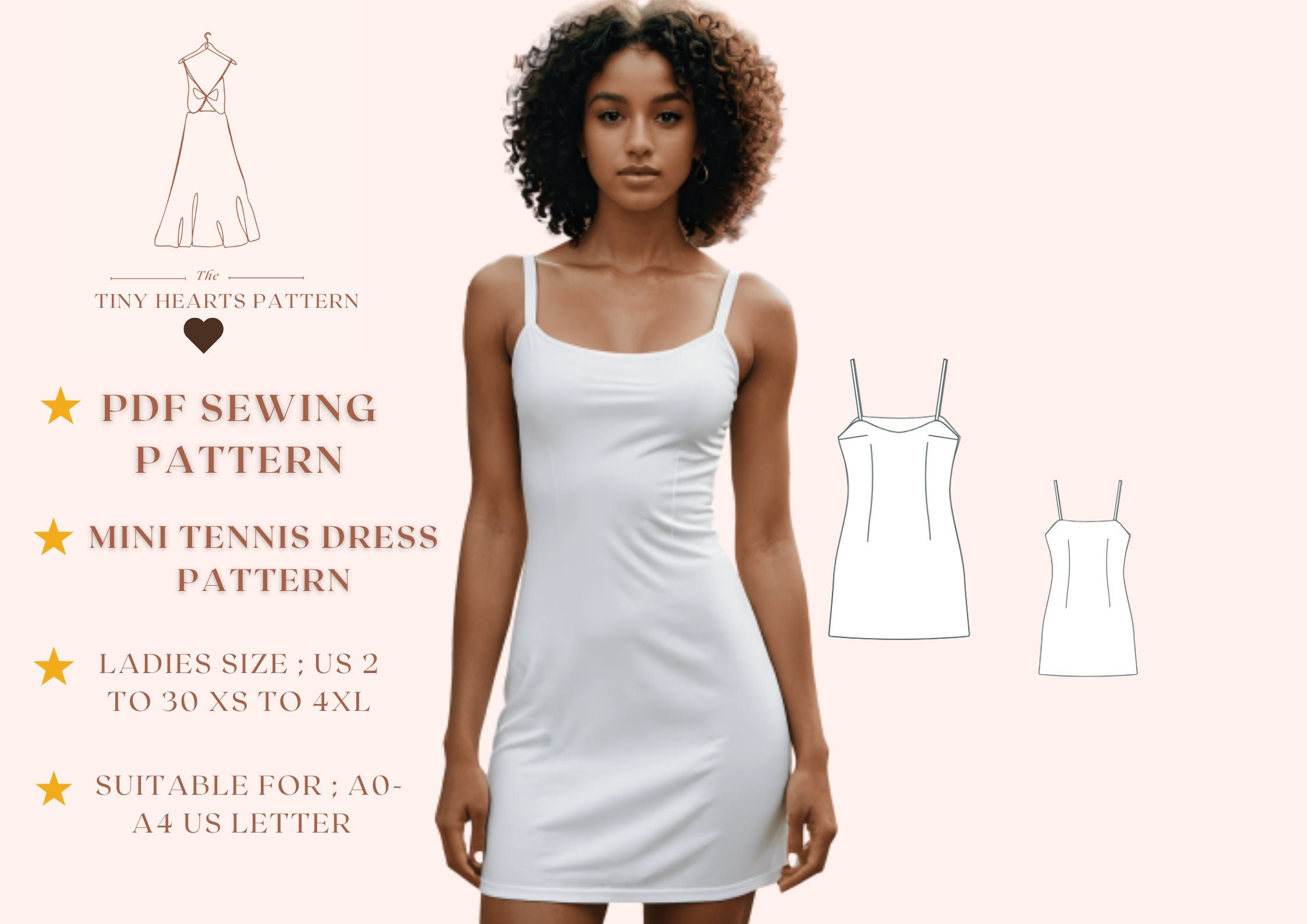 Woman Mini Tennis Dress Pattern,summer Dress Pattern,a-line Dress ...