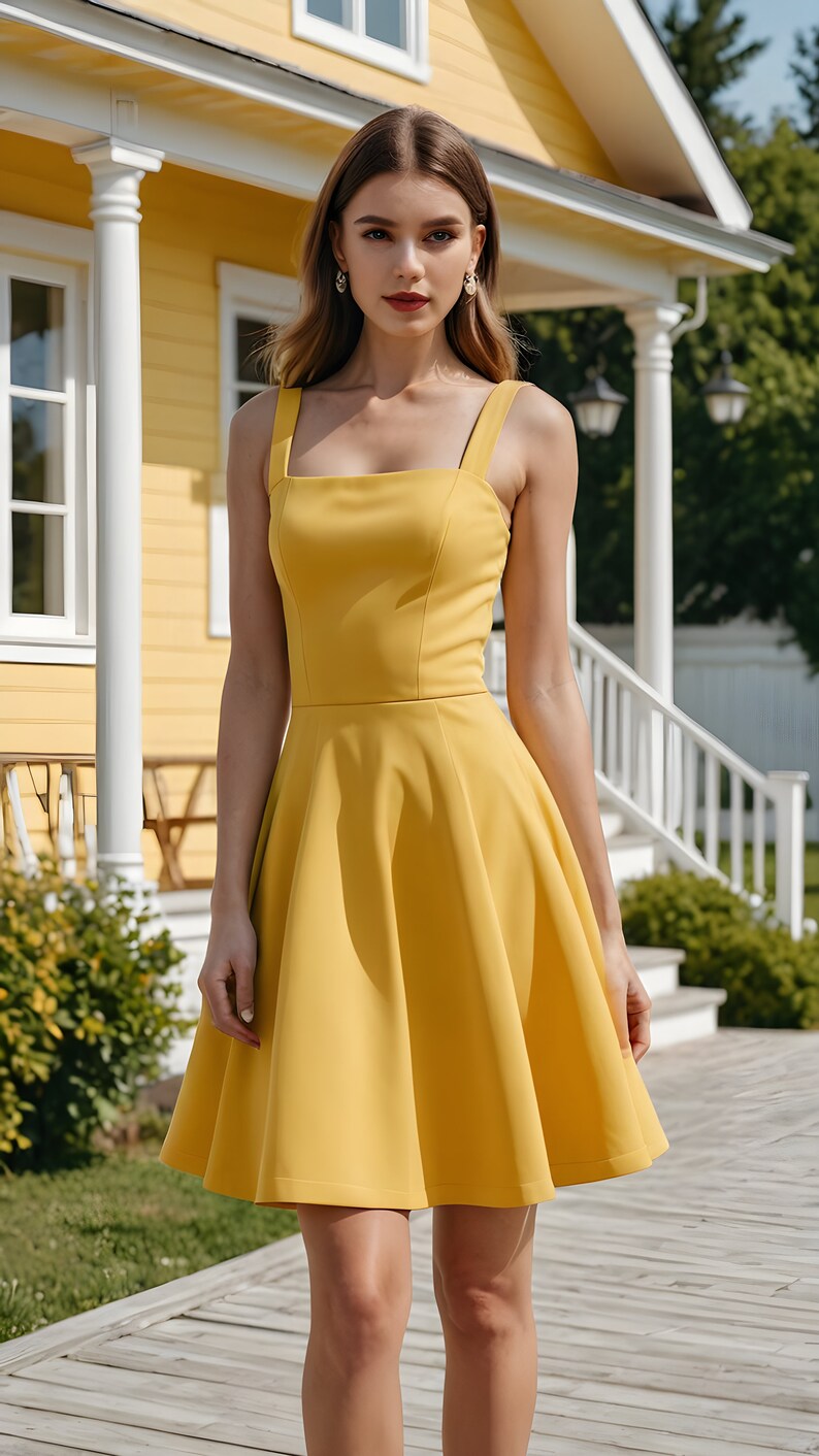 Square Neck Summer Dress Pattern,above Knee Dress,cottage Dress,casual ...