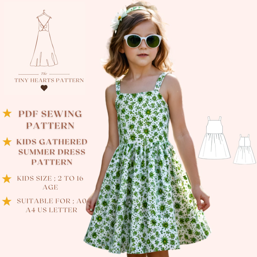 Kids Gathered Summer Dress Pattern,pdf Sewing Pattern,pinafore Apron ...