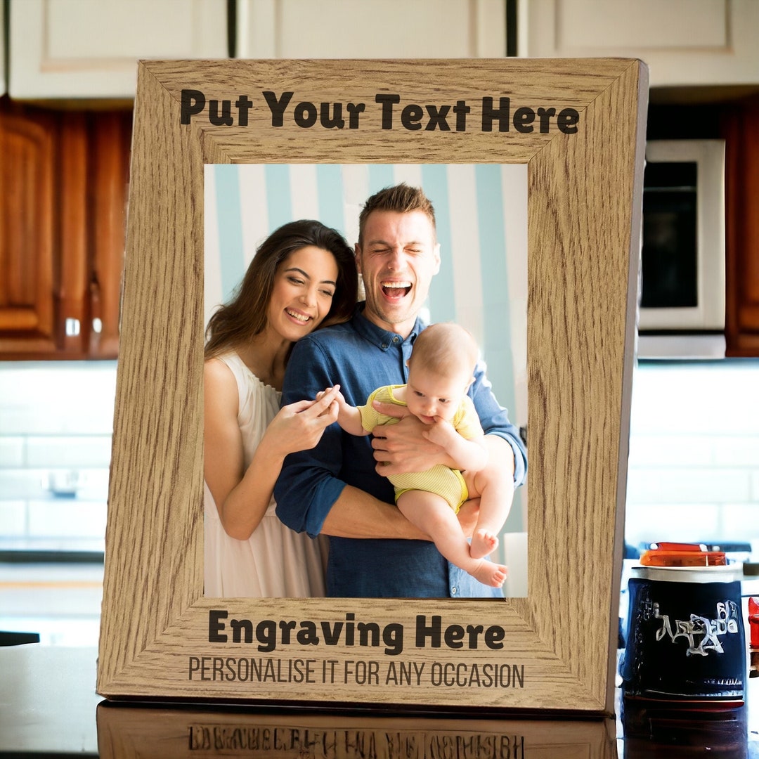 Fathers Day Personalized Photo Frame Laser Engraved 6x4 Custom Wooden ...